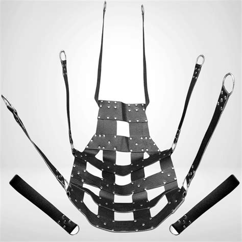 Couple Strict Sex Sling With Stirrups 100 Heavy Duty Leather Bdsm Hammock Black Leather