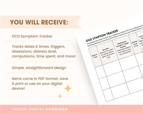 OCD Symptom Tracker OCD Worksheet For Therapists Counselors Social Workers ERP Worksheet