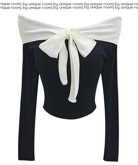 룸제이 청순여리💗러블리몸매보정빈티지하이틴발레코어y2k유니크힙한딱붙는쫀쫀하객룩여친룩 러빈 슬림핏 머플러 타이 배색 레이스 리본 오프숄더 크롭 긴팔