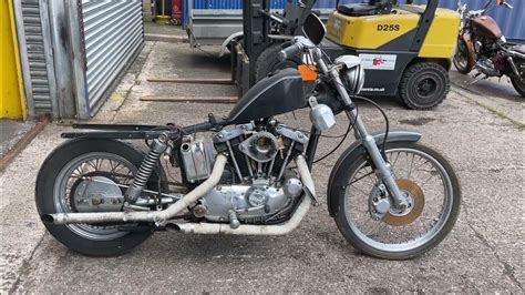 1973 Harley Davidson Ironhead 1000cc Sportster XLCH Kick start Project ...