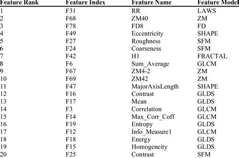 Different Shape And Texture Features Selected By Feature Selection Download Scientific Diagram
