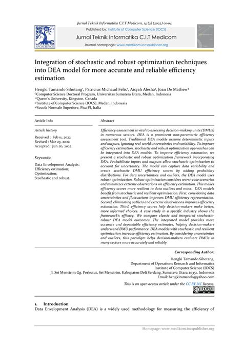 Pdf Integration Of Stochastic And Robust Optimization Techniques Into