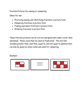 Fraction Shape Pictures For Naming Comparing And Ordering Fractions