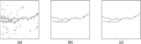 segmented crack skeleton after the thresholding on the path costs
