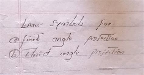 Draw Symbols For First Angle Projection B Third Angle Projection