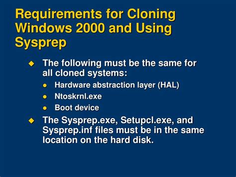 Ppt Cloning Windows 2000 And Using Sysprep Powerpoint Presentation
