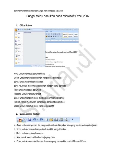 Simbol Dan Fungsi Ikon Pada Ms Excel Docx