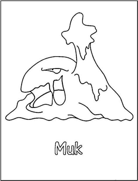 Muk En Pokémon Para Colorear Imprimir E Dibujar Coloringonly Com