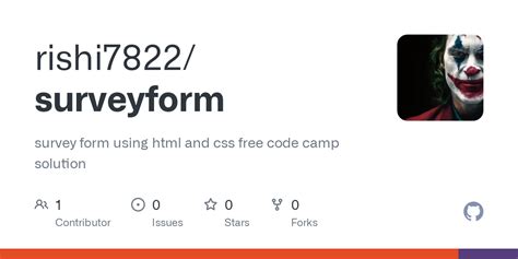 GitHub Rishi Surveyform Survey Form Using Html And Css Free Code Camp Solution