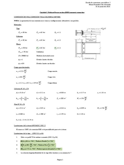 Reduced Beam Section Rbs Conexion 5 Pdf