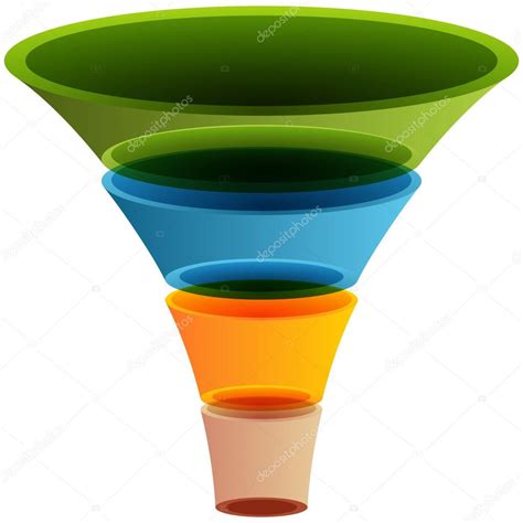 An Image Of A 3d Layered Funnel Chart Premium Vector In Adobe