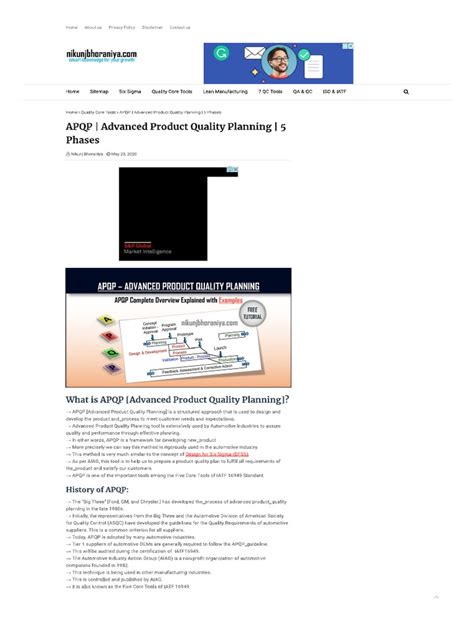 apqp advanced product quality planning pdf