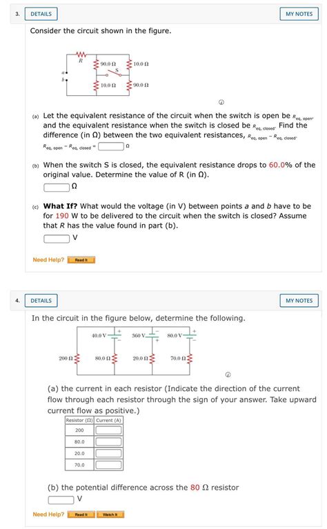 Solved DETAILS MY NOTES Consider The Circuit Shown In The Chegg