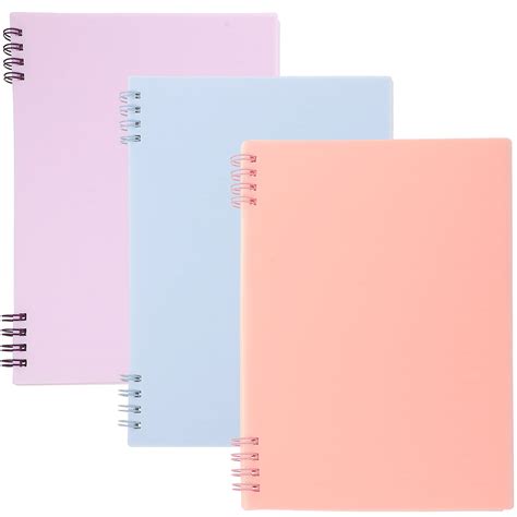 3 Pcs Spiral Notebooks Set With Pen Simple Paper Work Notebooks For