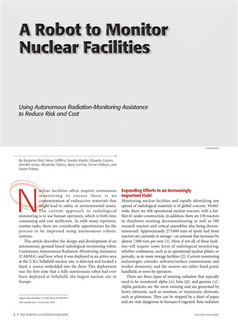 Pdf Radiological Monitoring Of Nuclear Facilities Using The Continuous Autonomous Radiation