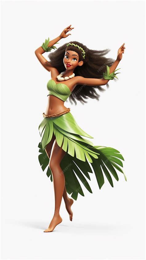 Premium Photo 3d Cartoon Hawaiian Girl Dancing Hula In The Tropical