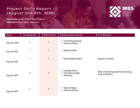 Project Update Daily Report Template Venngage
