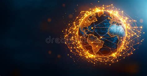 Glowing Globe Surrounded By Network Of Interconnected Lines And Nodes Symbolizing Global