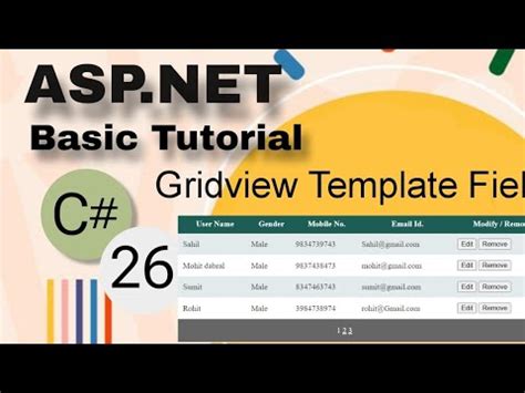 Gridview Template Field In Asp Net Crud Operation Grid View Update Asp Net Full Tutorial