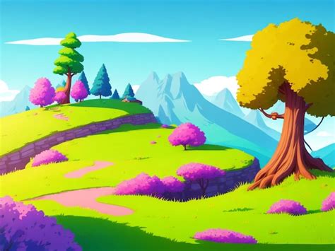 Premium Photo 2d Colorful Landscape Scenery