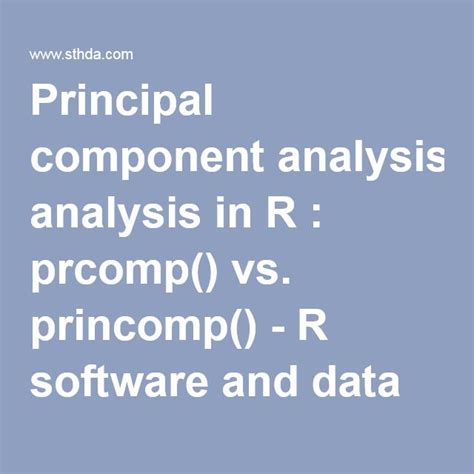 Principal Component Analysis In R Prcomp Vs Princomp R Software And Data Mining Docu