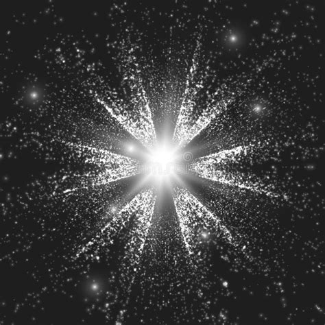 Abstract Vector Grayscale Space Background Explosion Of Glowing Particles Christmas Star