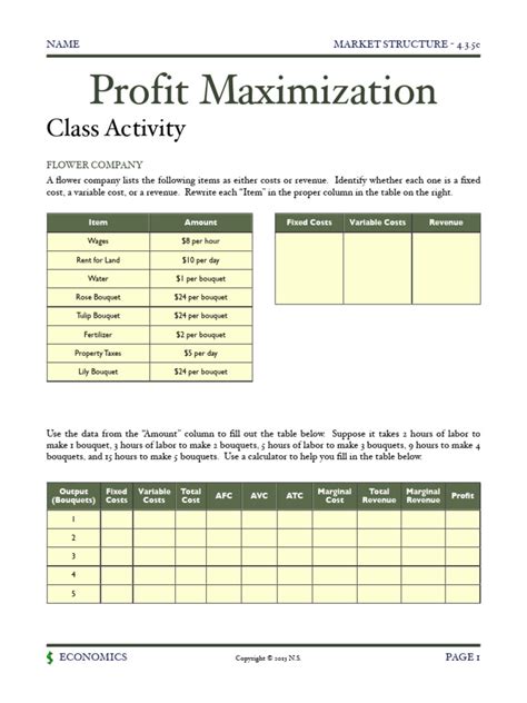 Economics Tutorial Pdf Profit Economics Labour Economics
