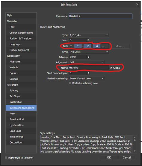 Consecutive Numbering In Text Styles Pre V2 Archive Of Affinity On Desktop Questions Macos