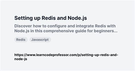 setting up redis and node js learncodeprofessor