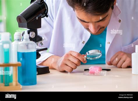 Chemist Testing Soap In The Lab Stock Photo Alamy