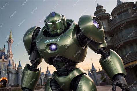 Premium Ai Image Hyper Realistic Robot With Armour Green Color Robot