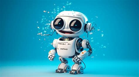 Premium Ai Image Smiling Robot With Mock Up Texts Bubbles And