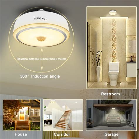 Texsens LED Motion Sensor Multifunction Night Light 12W E27 E26 Automatic Switching Indoor Flood