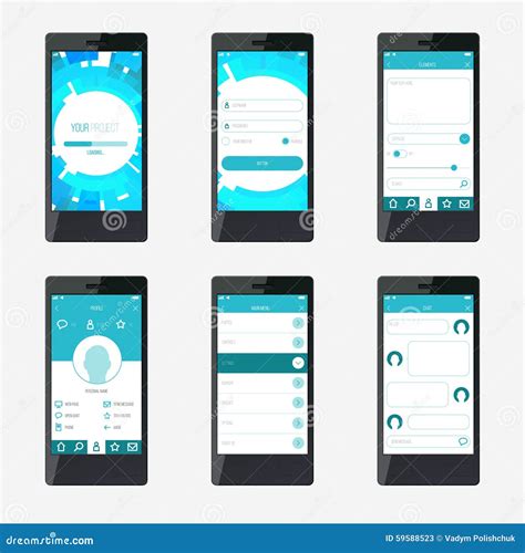Template Mobile Application Interface Design Stock Vector Illustration Of Data Simple 59588523