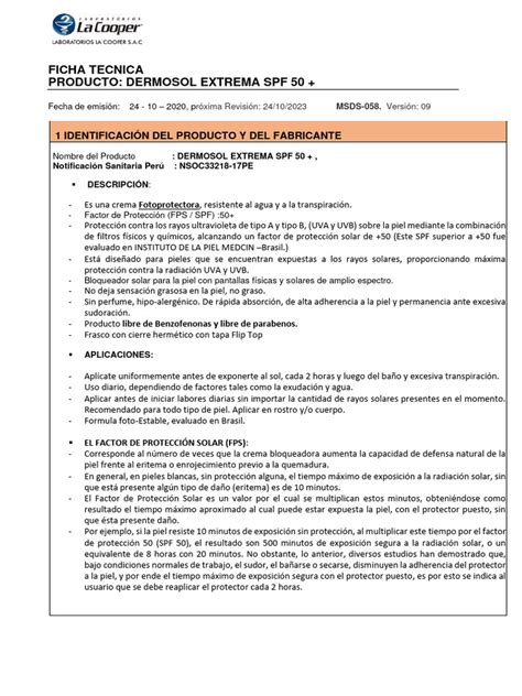 Ft Dermosol Extrema Spf 50 Pdf Protector Solar Ultravioleta