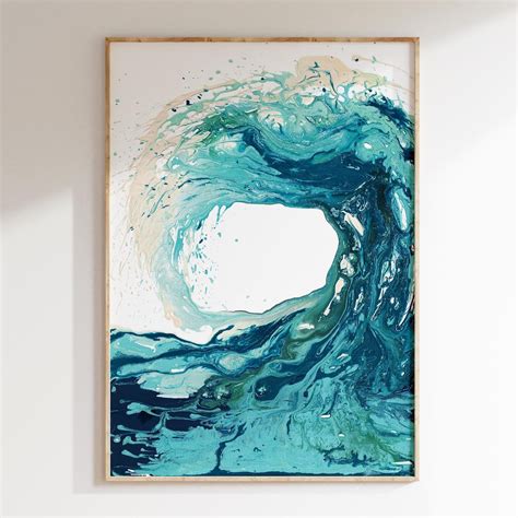 Sandbanks Wave Abstract Ocean Wave Print Blue And Turquoise Surf Ar