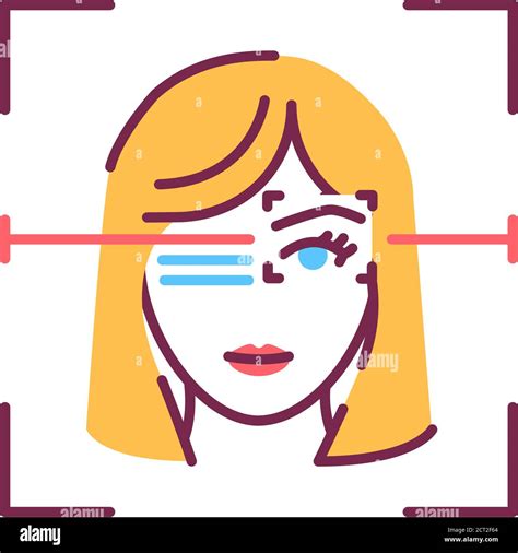 Identification Face Color Line Icon Eye Id Verifying Recognition Person Concept Biometric