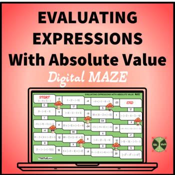 Evaluating Expressions With Absolute Value Digital Maze By Niki Math