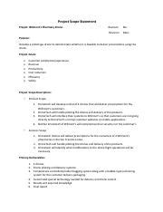 Project Scope Statement Jaime Cabrera Pdf Project Scope Statement Project Wilmont S Pharmacy