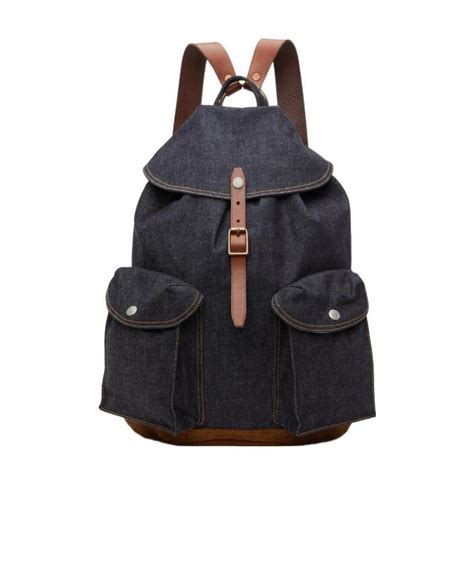 Rrl Logo Backpack In Black Modesens