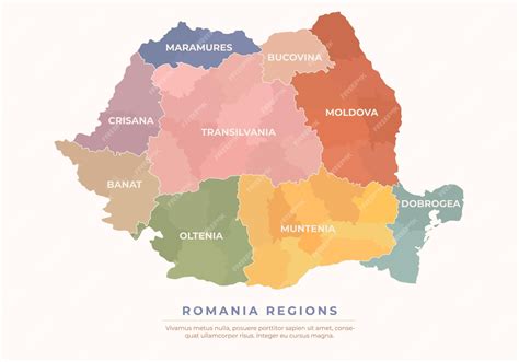 Premium Vector Colorful Romania Map With Outlined Regions Regions