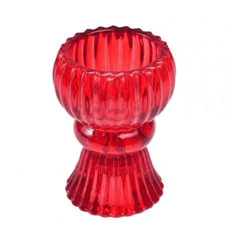 double Ended Red Glass Candle Holder ﻿rex London
