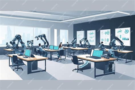 Premium Photo Programming And Controlling Robotics Lab Vector Flat