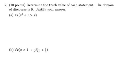 solved 2 10 points determine the truth value of each