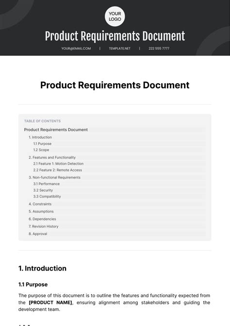 Product Requirements Document Template Edit Online And Download Example