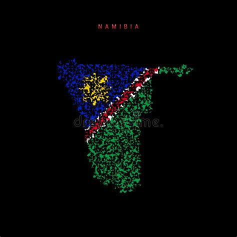 Namibia Flag Map Chaotic Particles Pattern In The Namibian Flag Colors Vector Illustration