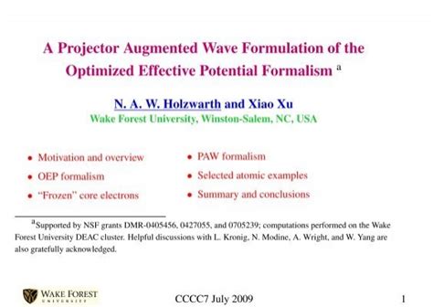 a projector augmented wave formulation of the optimized effective