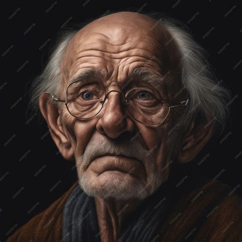 Premium Photo A Hyper Realistic Old Man Portrait Isolated On Dark