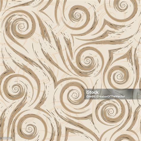 부드러운 브러시 스트로크 또는 파도 세트 세일 샴페인 색상의 벡터 원활한 패턴 매끄러운 나선형 줄무늬와 코너 파스텔 질감으로 종이 직물 장식 0명에 대한 스톡 벡터 아트 및