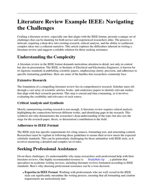 Literature Review Example Ieee Pdf Institute Of Electrical And Electronics Engineers
